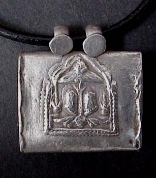 Antique Indian Silver Talisman Amulet Box Pendant, Sacred Feet ...